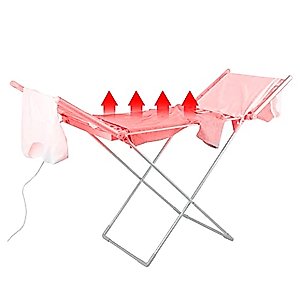 PHASFBJ Multifunctional Foldable 45-55℃ Constant Temperature Electric Heated Drier Clothes Airer Hanger Shoes Drying Rack with Waterproof Power Switch for Laundry Room, School