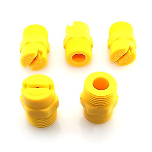DGZZI Flat Fan Spray Tip 5PCS 1/2 Inch Male Threaded 65 Degree PP Standard Veejet Yellow Nozzles