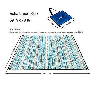 KuoSEN Outdoor Picnic Blanket Waterproof Sandproof 79''x59'' for Person 2-4, Beach Blanket Waterproof, Machine Washable Picnic Blanket Portable, Picnic Blanket Extra Large with Spikes (Bohemia)
