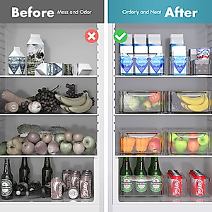 Set Of 7 Fridge Organizer Stackable Refrigerator Organizer Bins with Lids, Fridge Organization and Storage Clear Containers, BPA-Free Plastic Pantry Storage Bins for Fruits, Vegetable, Food, Drinks