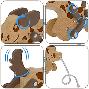 Montessori Toys 1 2 3 4 Years Old Boys Girls Wooden Walking Pull Dog Toy for Baby Toddler, Pull Along Walking Toys, Walk Along Puppy Pull, Wooden Pull & Push Toy