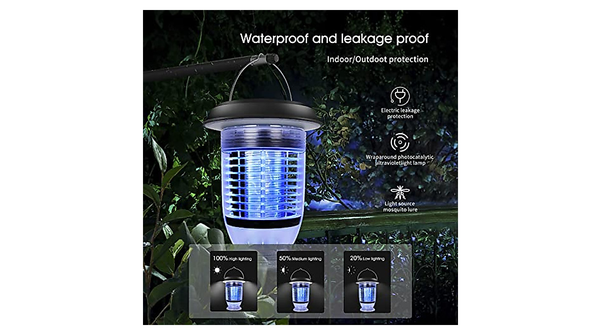 AiMoxa Solar Bug Zapper – Self-Cleaning & Rechargeable