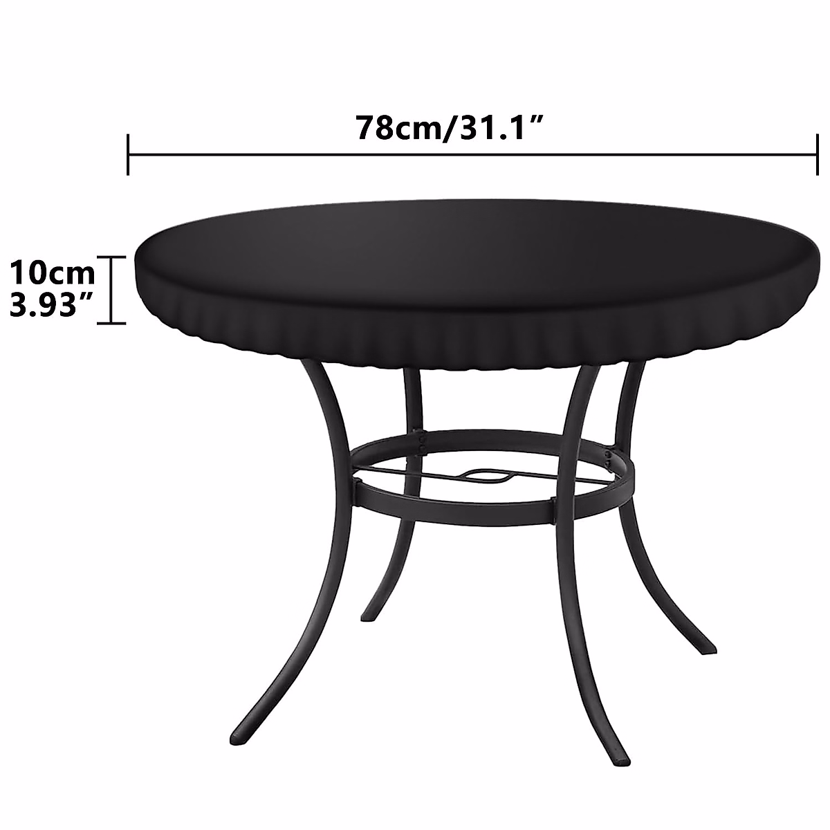 Kovshuiwe Round Outdoor Patio Furniture Covers 30.7" Dia x 4" H Black,Garden Table Cover Round,Garden Furniture Cover Fitted Round Outdoor and Indoor Use, Waterproof Table Cover, 600D Oxford Fabric