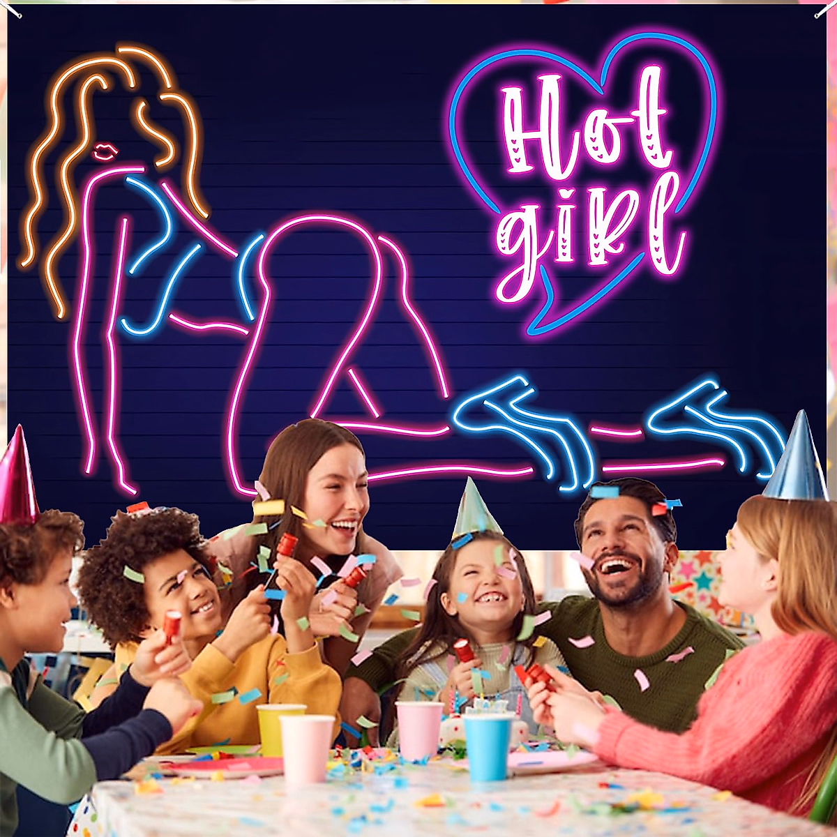 Neon Hot Sexy Girl Banner Pole Dancing Theme Pole Dance Backdrop Decor for Bachelorette Bridal Shower Birthday Party Decorations Chair Dancing Party P Valley Party Supplies Photo Booth Props Favors