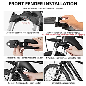 ROCKBROS Bike Fender Adjustable MTB Mudguard Front/Rear Fender Cycling Fenders Set Protector Bike Guards