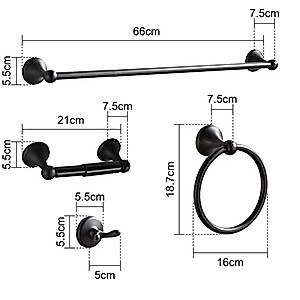 BGL Bathroom Hardware Set Matte Black Adjustable Expandable Bath Towel Bars Bathroom Accessory Set Towel Racks 8-Pieces Wall Mount