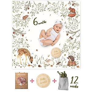 Miaoberry Woodland 100% Organic Cotton Muslin Milestone Blanket