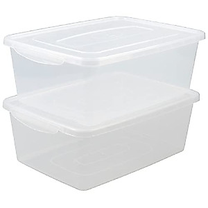 Easymanie Plastic Latching Box, Multi-Purpose 16 Quart Clear Storage Bin, 2 Packs