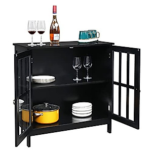 SEASD Wood Kitchen Accent Buffet Sideboard Entryway Serving Storage Cabinet with Doors 80x36x80cm Disassembly