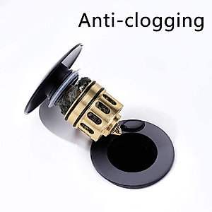 ESFORT Bathroom Sink Drain Stopper without Overflow, Pop up Drain Assembly with Built-In Anti-Clogging Strainer Vessel Sink Drain, Brushed Nickel