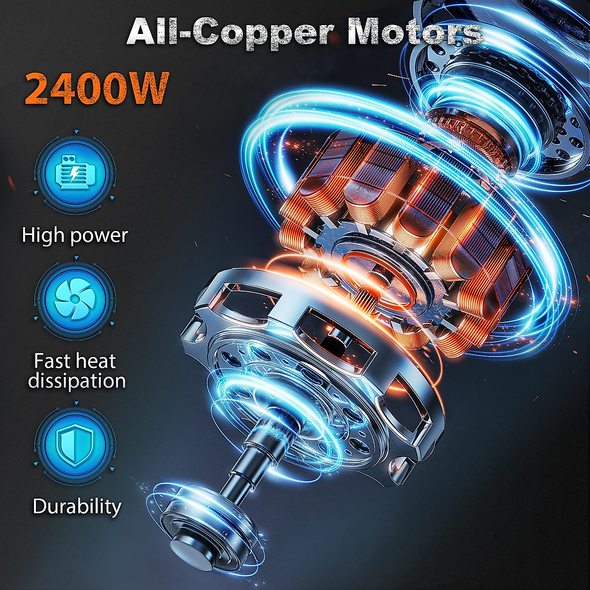 Geveelife Concrete Cement Electric Mixer Machine 2400W with 6 Adjustable Speed, Handheld Electric Cement Mixer for Drill for Mixing Mud, Cement, Mortar, Paint, Fodder, Blue