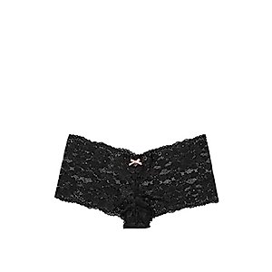 Victoria's Secret Lace Boyshort Panty, Shortie Underwear for Women, Body By Victoria Collection, Black (S)