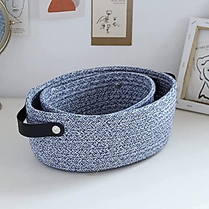 Sundries Storage Basket Organization Hand Woven Comfortable Cosmetic Storage Basket for Bedroom Navy Blue S