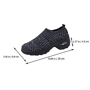 USHOBE Breathable Running Shoes 1pair Flyweave Women's Sports Shoes Woman Casual Spring Shoes Lightweight Walking Shoes Dark Grey Black