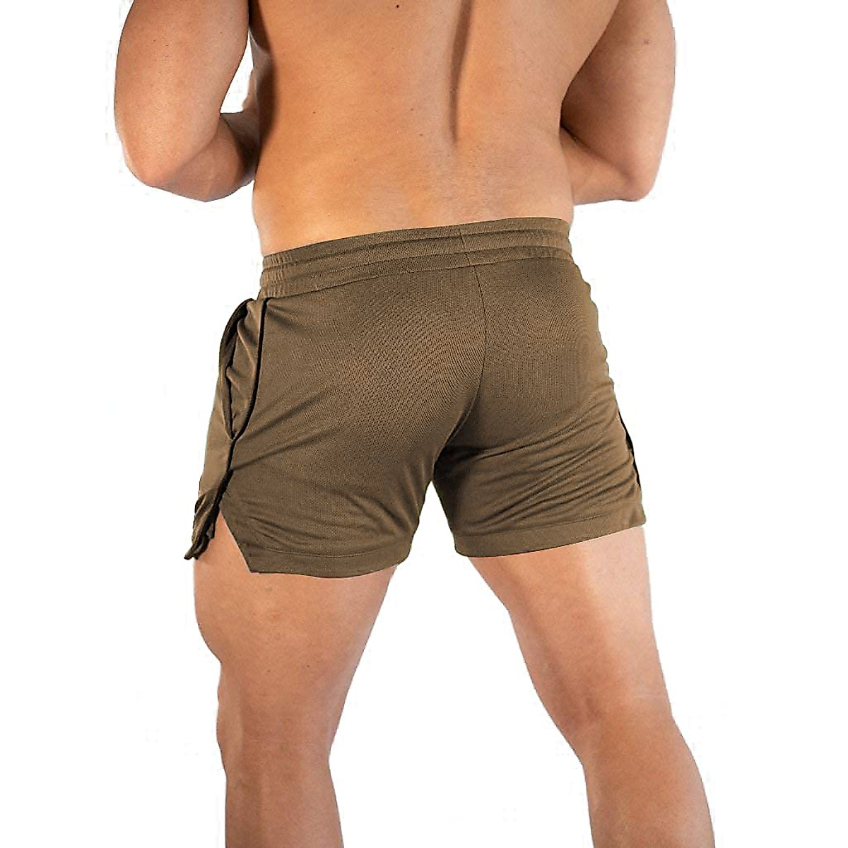 EVERWORTH Men's Athletic Shorts Gym Workout Short Shorts Casual Shorts Running Bodybuilding 5 Inch Inseam Shorts Brown US XS