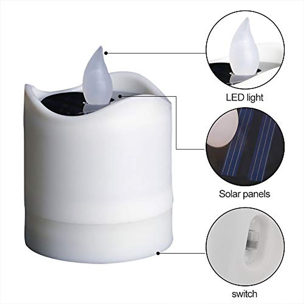 ZHAOFUBAO Solar Candle Lights,Flameless Candle Lights,Solar Rechargeable Tea Wax lamp,6 flameless Candle Light, Suitable for Wedding, Valentine's Day, Halloween, Christmas, Garden Decoration, etc.