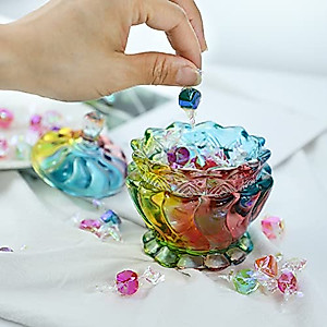 SOCOSY Royal Embossed Clear Glass Apothecary Jar With Lids, Candy Jar Containers Wedding Candy Buffet Jars Crystal Jewelry Box Food Jar 7oz