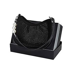 Evevictor Clutch Purse for Women, Bling Crossbody Handbag, Rhinestone Money Hand Bag (Black)