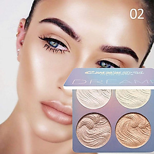 CmaaDU 4 Colors Shimmer Highlighter Highlight Hilight Makeup Palette Highlighter Powder iluminadores iluminador de maquillaje,White Pink Champagne Gold Shimmer Highlighter Primer Face Makeup Glitter