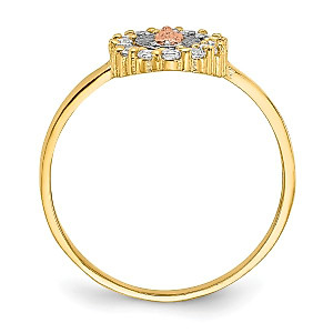 IceCarats 14K Two Tone Gold White Cubic Zirconia CZ Our Lady of Guadalupe Virgin Mary Virgencita Maria Rosa Catholic Christian Holy Mother Band Size 7