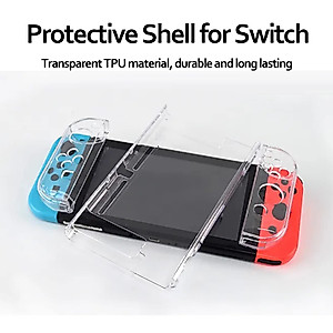 LIKJ Game Console Protective Case, Split Type Transparent TPU Easy Assembly Good Compatibility Game Console Cover for Switch Console