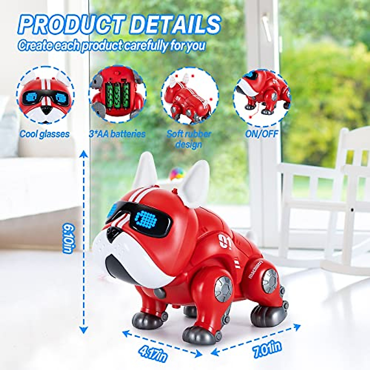 Noetoy Robot Toys, Smart Electronic Pets with Electronic Light & Music, Fun Interactive Early Educational Toy Christmas Birthday Gift for 1 2 3 Years Old Boys Girls