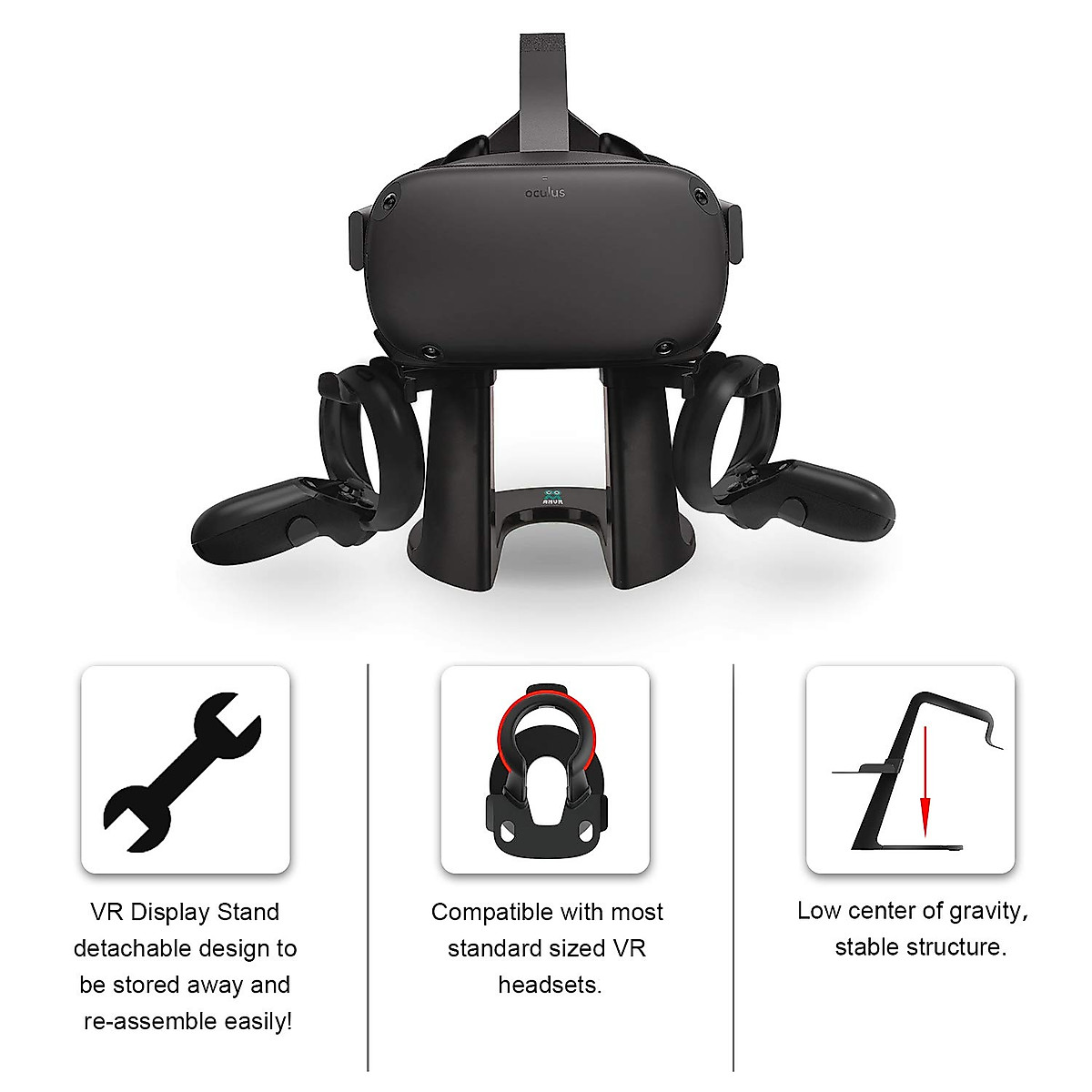 AMVR Touch Controller Grip Cover, Leather Fashion Travel Case, Face Silicone Cover Mask, VR Headset Display Stand, Lens Protect Pad, Nose Pad Replacement Accessories Gift Set for Oculus Quest 1