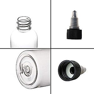 FEOOWV 24Pcs 2oz/60ml Plastic Squeeze Dispensing Bottles with Black Twist Cap, Multi Purpose Bottle for Crafts, Art, Glue, Liquid，Kitchen,Household