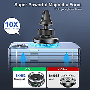 9XX Magnetic Wireless Car Charger for iPhone 14 13 12 Pro Max Mini Samsung w/MagSafe Style Cases - 15W Fast Charge, 360° Rotation, Military-Grade Suction Mount - Ultimate Magsafe Car Mount Charger