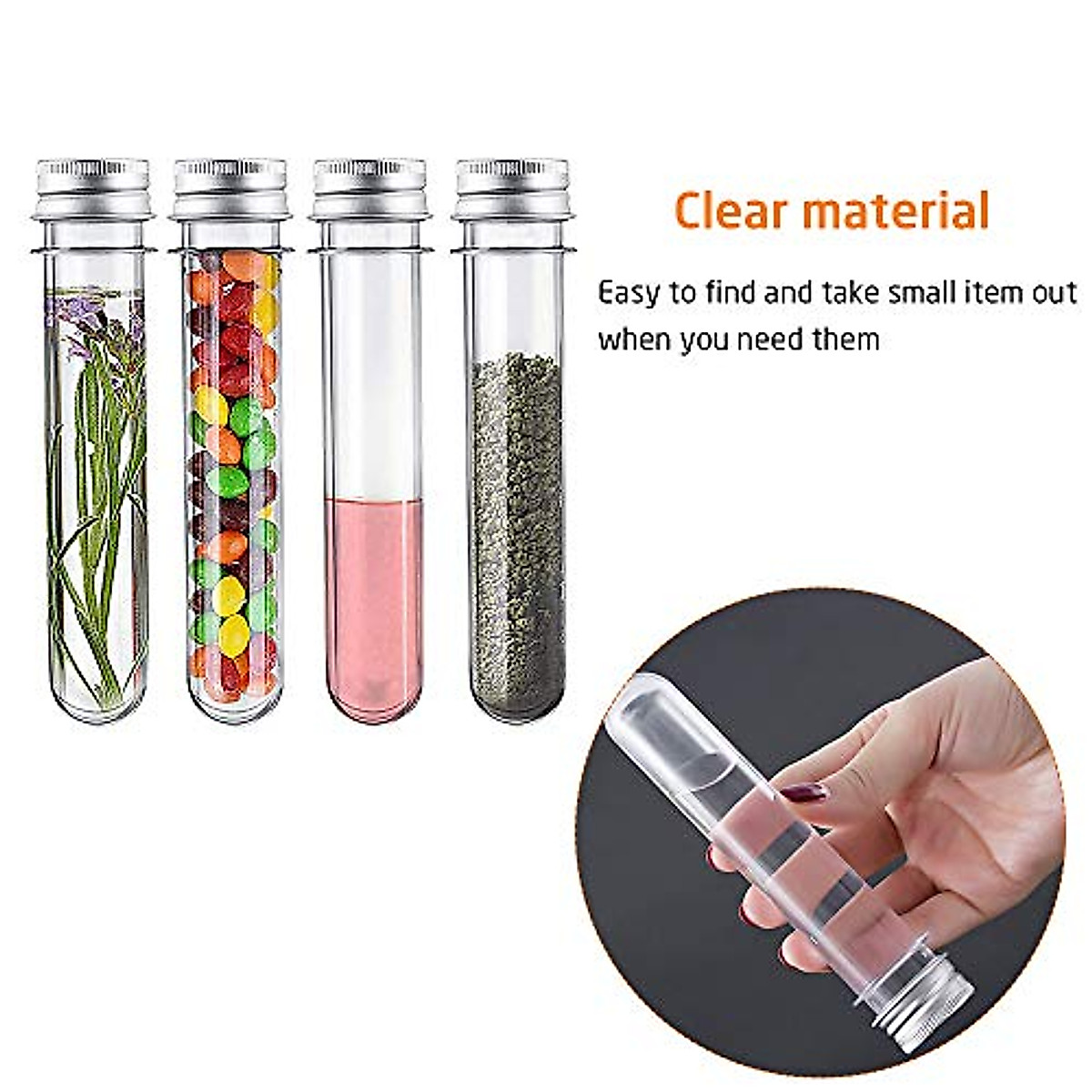 Acrux7 30 Pack Clear Plastic Test Tubes with Screw Caps, 45ml Clear Botanical Bath Salt Tubes 1x5 inch for Beads, Gumball, Candy Storage, Decorate(25x140mm)