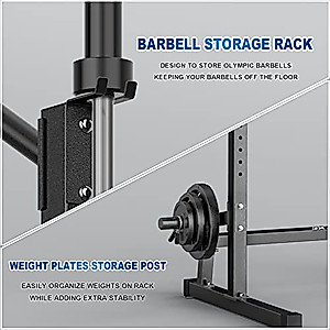 JX FITNESS Squat Rack Power Rack with Pull Up Bar,Adjustable Power Cage Exercise Squat Stand with Barbell Holder Weight Plate Storage Pegs,Weight Lifting Workout Station for Home Gym