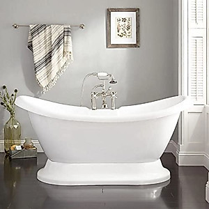 Signature Hardware 946173-69 Rosalind 69" Acrylic Soaking Pedestal Freestanding Tub with Pre-Drilled Overflow Hole