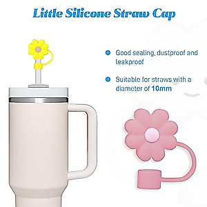 8 Pack Compatible with Stanley 30&40 Oz Tumbler, 10mm Flower Straw Covers Cap, Cute Silicone Straw Covers, Straw Protectors, Various Shapes Soft Silicone Straw Lids for 10mm Straws