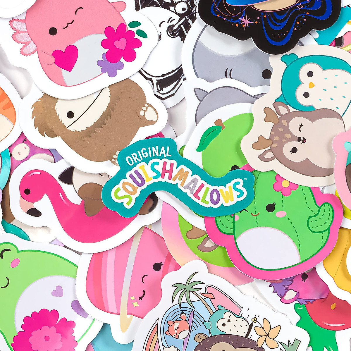 Fashion Angels Squishmallows Vinyl Sticker Pack - Includes 100 Large Squishmallows Stickers - Water Resistant Stickers - Join The Squish Squad - Accessorize Notebooks, Journals & More - Multi (50433)