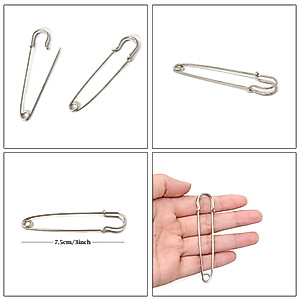 Honbay 20PCS 3Inch Heavy Duty Extra Large Safety Pins for Blankets, Skirts, Kilts, Crafts (Silver)