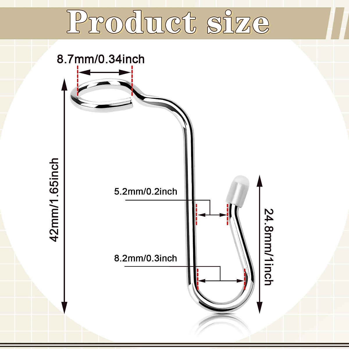 50 Pieces Hanger Connector Hooks Metal Hanger Extender Hooks Stable Clothes Hanger Connector for Different Clothes Hangers, 8.7 mm/0.34 Inch Hole Diameter,Silver