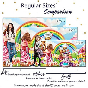 Allenjoy 59" x 35" Lollipop Candyland Backdrop Sweet Cartoon Rainbow Party Supplies for Girl Princess 1st First Birthday Decoration Photography Cupcake Icecream Donut Candy Photo Booth Background Prop
