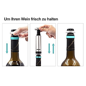 Wine Stoppers EZBASICS Wine Saver Pump with Wine Bottle Stoppers, Stainless Steel Pump + 4 Wine Stoppers¡­