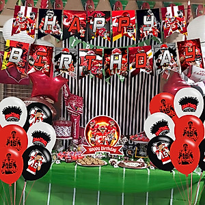 Patrick Mahomes Party Decorations,Football Birthday Party Supplies Includes Banner - Cake Topper - 12 Cupcake Toppers - 18 Balloons