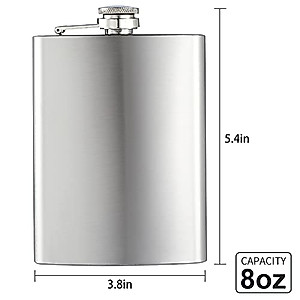 Hip Flasks for Liquor for Men Women 1 pcs 8OZ Silver Stainless Steel Flask with 1 pcs Funnels for Wedding Party Groomsman Bridesmaid Birthdays Gift