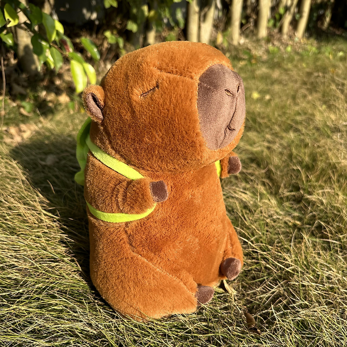 9Inches Capybara Stuffed Animal with Turtle Backpack Capybara Plush Toy Soft Capybara Plushies Pillow for Boys Girls Kids