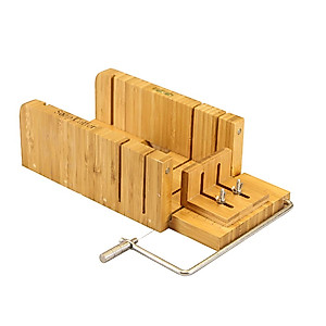 Pure Vie Multi-function Practical Adjustable Bamboo Soap Making Kit + Stainless Steel Beveler Planer Wire Slicer for Making Loaf Soap Cheese DIY Cutting Making -Handmade Craft Soap Making Kitchen Tool