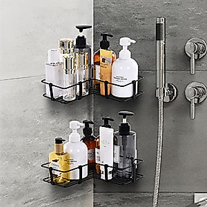 Adhesive Plastic Shower Caddy Bathroom Shower Basket Shelf Wall Mounted No Drilling Shower Storage Rack Organizer Caddy Wall Shelf