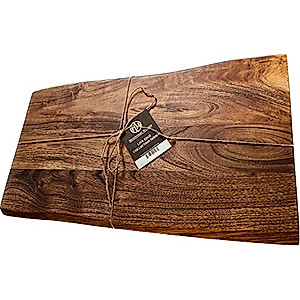 Mountain Woods Brown Hand Crafted Live Edge Acacia Cutting Board/Serving Tray | Charcuterie Board | Chopping Board for Vegetables, Fruits and Meat | Cheese Board - 20" x 11" x 0.75"