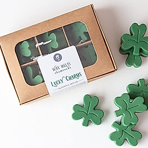 St. Patrick's Day Wax Melts Lucky Charms Sandalwood + Coconut | Strong Scented Shamrock Tarts Pack of 6 | St. Patty Clovers - 3 oz.