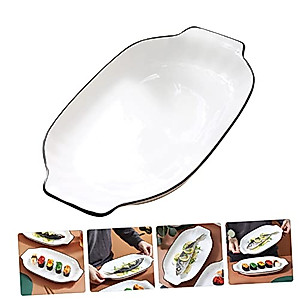 Hemoton 2pcs Bread Cheese Bread Baking Pan Cake Baking Pans Ceramic Baking Dish Cooking Pan Broiler Pan for Oven Ceramic Bakeware Hotel Ceramic Bakeware Appetizer Ceramic Bowl Plate Salad