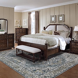 Area Rug Living Room Rugs, 8x10 Machine Washable Rug, Boho Large Rug with Non-Slip Rubber Backing, Non-Shedding Stain Resistant, Indoor Carpet for Bedroom Dining Room Nursery Home Office (Grey)