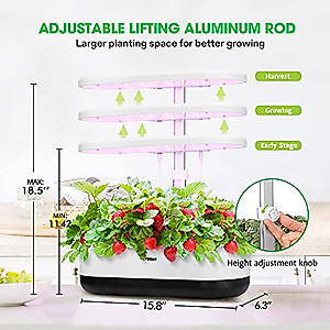 VIVOSUN Hydroponics Growing System, 10 Pods Smart Indoor Herb Garden Kit with Grow Light, 18.5" Height Adjustable Indoor Hydroponic Garden for Fruits, Flower & Vegetables