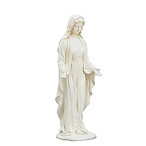 LuxenHome Virgin Mary Statue, 30'' Religious Garden Statue Art, Virgen De Guadalupe Statues, Angel Figurines Large Garden Statues, Outdoor Statues, Garden Sculptures, Outdoor Garden Decorations, Ivory