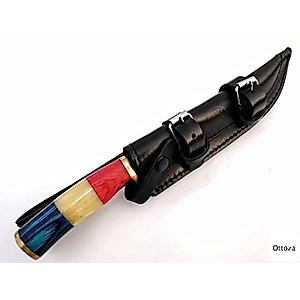 Ottoza Handmade Leather Knife Sheath SIDE DRAW Knife Sheath - Bushcraft Knife Sheath - Hunting Knife Sheath - Survival Knife Sheath - Vertical Knife Sheath Black TOP GRAIN LEATHER No:162